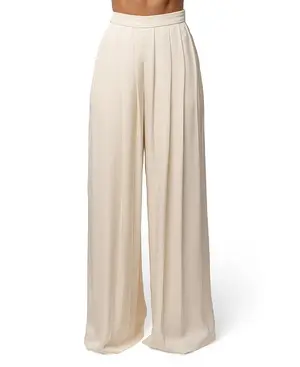 JLUXLABEL Clara Wide Leg Pleated Trousers - Buttercream