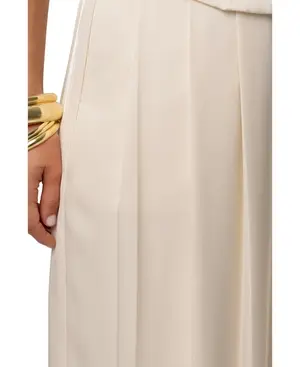 JLUXLABEL Clara Wide Leg Pleated Trousers - Buttercream