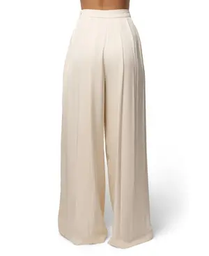 JLUXLABEL Clara Wide Leg Pleated Trousers - Buttercream