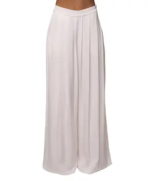 JLUXLABEL Clara Wide Leg Pleated Trousers - Ivory