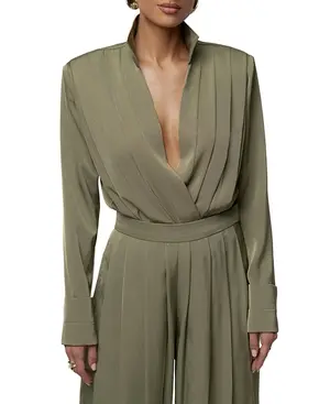 JLUXLABEL Visionary Pleated Bodysuit - Olive