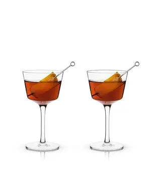 VISKI Raye Crystal Angled Nick & Nora Glasses, Set Of 2