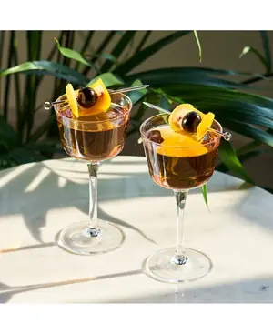 VISKI Raye Crystal Angled Nick & Nora Glasses, Set Of 2