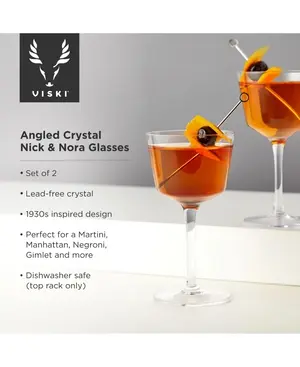 VISKI Raye Crystal Angled Nick & Nora Glasses, Set Of 2