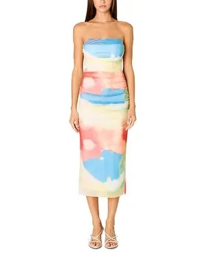 NIA Marcello Strapless Printed Midi Dress - Chroma