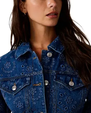 Steve Madden Serafina Embroidered Denim Jacket - Blue Depth