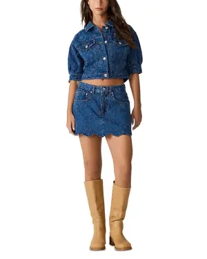 Steve Madden Delilah Embroidered Denim Skort