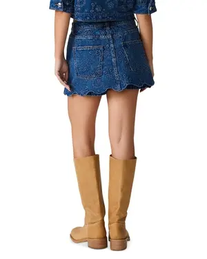 Steve Madden Delilah Embroidered Denim Skort