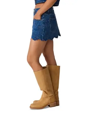 Steve Madden Delilah Embroidered Denim Skort
