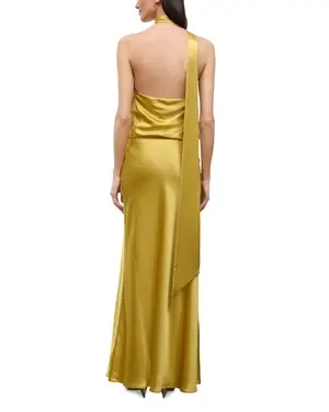 Staud Estelle Tie Neck Maxi Dress - Citron