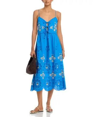 Sea Catharina Embroidered Linen-cotton Slip Dress