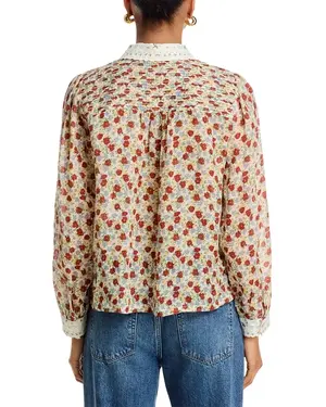 Sea Viera Floral Print Pleated Top