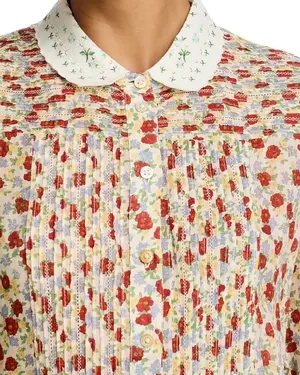Sea Viera Floral Print Pleated Top