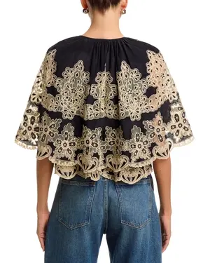 Sea Gracelyn Embroidered Cape Top