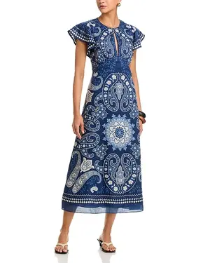 Sea Emelina Printed Midi Dress - Navy