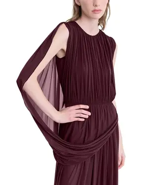 FFORME Kahlo Asymmetric Draped Loop Jersey Maxi Dress - Bordeaux