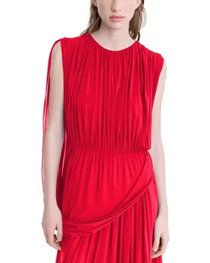 FFORME Kahlo Asymmetric Draped Maxi Dress - Cherry