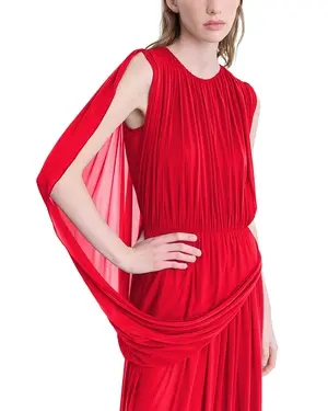FFORME Kahlo Asymmetric Draped Maxi Dress - Cherry