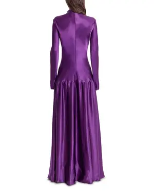 FFORME Mila Bias Cut Long Sleeve Maxi Dress - Violet