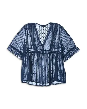 JOVONNA LONDON Lace Short Sleeve Blouse - Navy