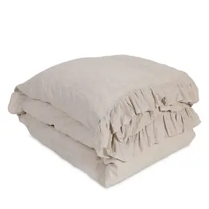 POM POM AT HOME Charlie Ruffle Duvet Set, Twin/twin Xl - Flax