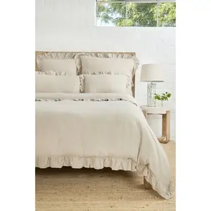 POM POM AT HOME Charlie Ruffle King Sham - Flax