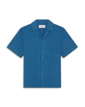 Frescobol Carioca Angelo Textured Linen Shirt - Teal