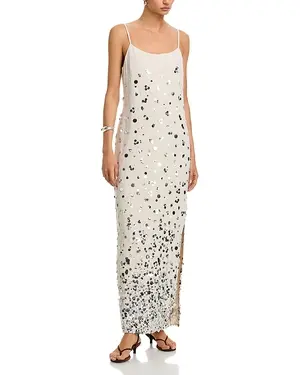 MILLY Lily Sequin Maxi Dress - Tan Multi