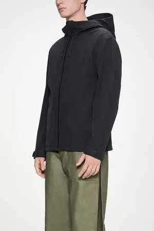 Rains Suva Softshell Jacket With Hood And Drawstring Detail - Black