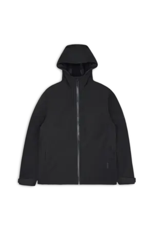 Rains Suva Softshell Jacket With Hood And Drawstring Detail - Black