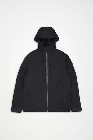 Rains Suva Softshell Jacket With Hood And Drawstring Detail - Black