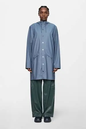 Rains Long Jacket Waterproof Rainwear - Blue Dusk
