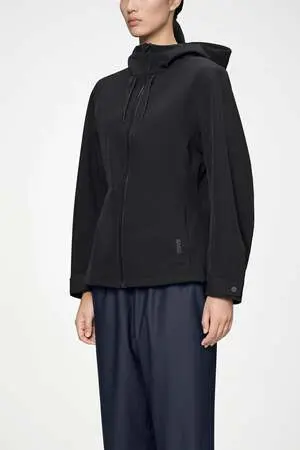 Rains Suva Softshell W Jacket Waterproof Zip-up With Drawstring Hem - Black