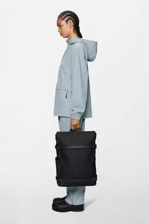 Rains Otg Backpack With Padded Laptop Sleeve And Detachable Pouch - Black