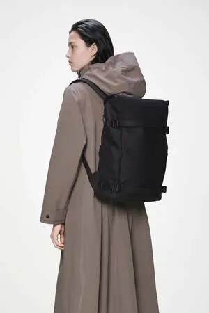 Rains Otg Backpack With Padded Laptop Sleeve And Detachable Pouch - Black