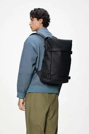 Rains Otg Backpack With Padded Laptop Sleeve And Detachable Pouch - Black