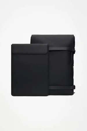 Rains Otg Backpack With Padded Laptop Sleeve And Detachable Pouch - Black
