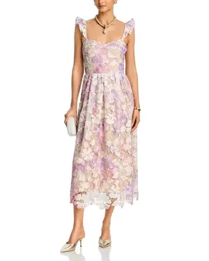 Aqua Lace Midi Dress