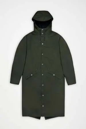 Rains Longer Jacket Waterproof Rainwear - Green