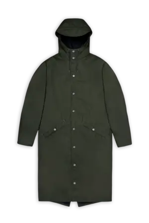 Rains Longer Jacket Waterproof Rainwear - Green