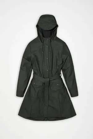 Rains Curve Long Jacket - Green