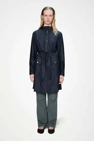 Rains Curve Long Jacket - Navy