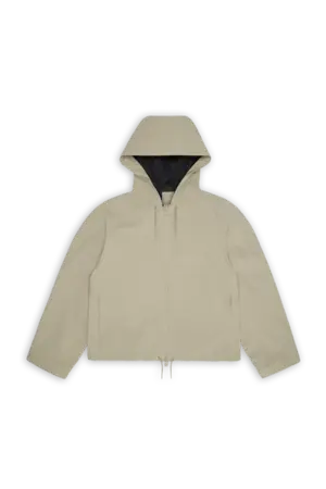Rains Suva Hardshell Cropped Jacket With Drawstring Hood And Zip Pockets - Beige