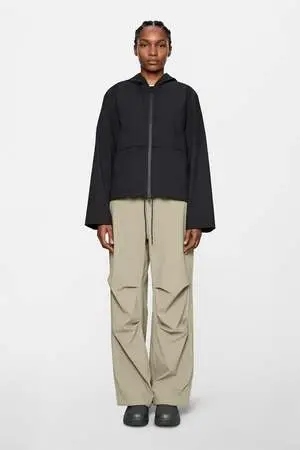 Rains Rains Suva Hardshell Cropped Jacket With Drawstring Hood And Zip Pockets Black