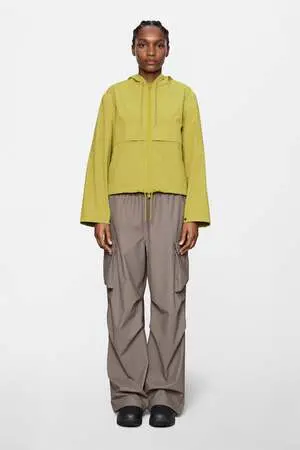 Rains Rains Suva Hardshell Cropped Jacket With Drawstring Hood And Zip Pockets Glow
