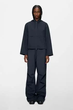 Rains Suva Hardshell Cropped Jacket With Drawstring Hood And Zip Pockets - Navy