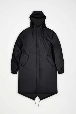 Rains Fishtail Parka, Waterproof, Hooded, Long Sleeve - Black