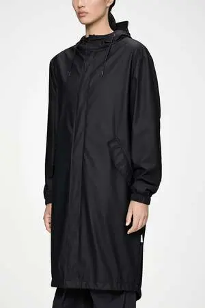 Rains Fishtail Parka, Waterproof, Hooded, Long Sleeve - Black
