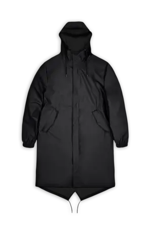 Rains Fishtail Parka, Waterproof, Hooded, Long Sleeve - Black
