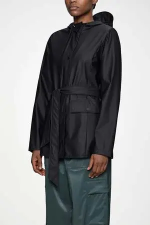 Rains Belted Curve Jacket - Black